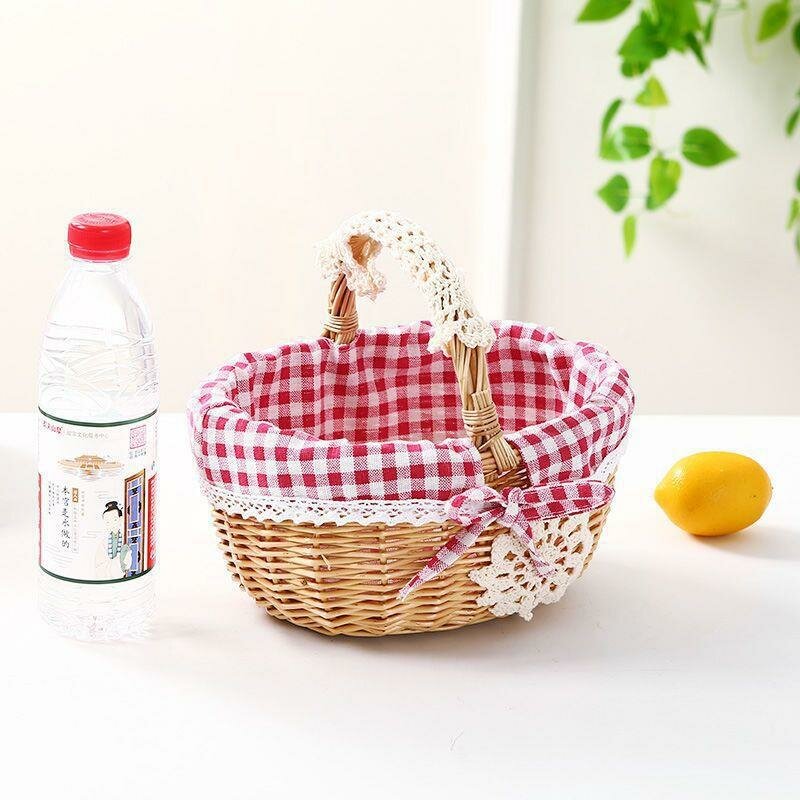 Плетёная корзина для хранения, корзина для покупок, маленькая бамбуковая корзина, подарочная корзина, плетёная корзина для фруктов, портативная корзина для продуктов, в деревенском стиле.