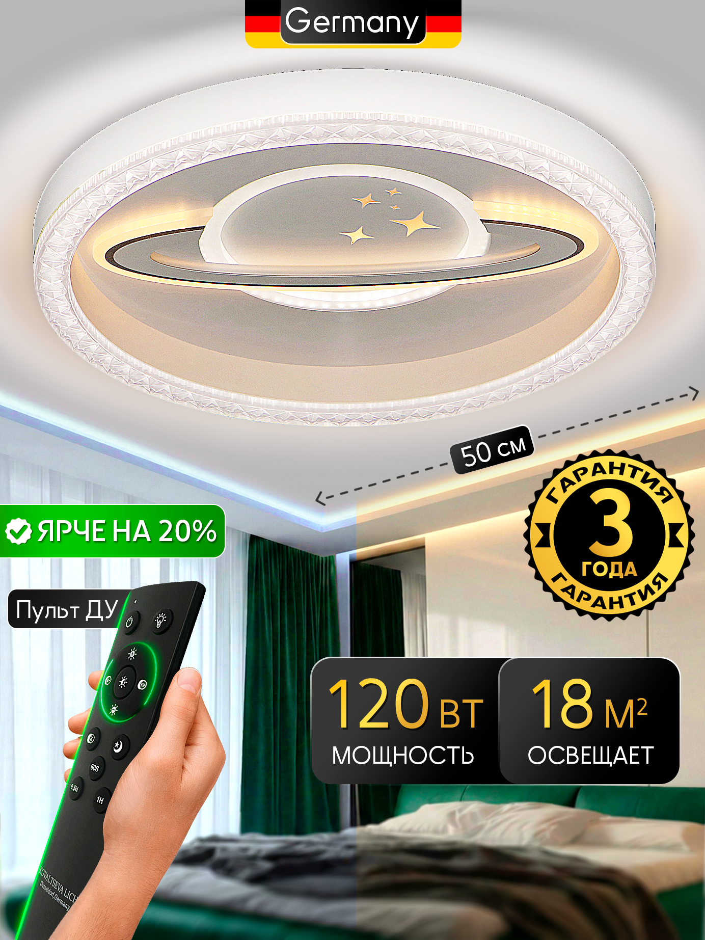 Светодиодный светильник люстра с управлением с пульта ДУ