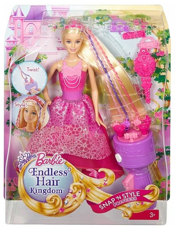 Игровой набор Mattel Barbie Кукла-принцесса с волшебными волосами DKB62, 30 см