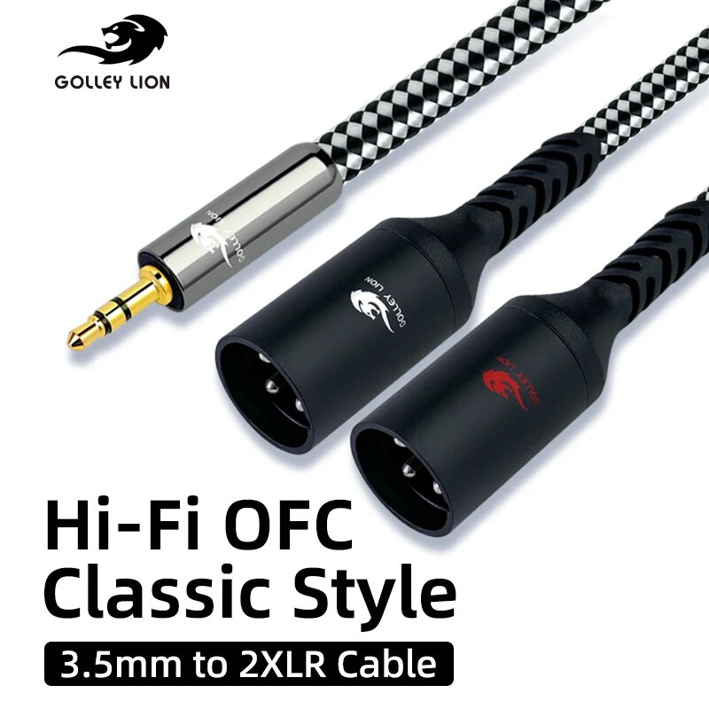 Hi-Fi OFC 3.5 мм - 2 XLR кабель 1m, черный