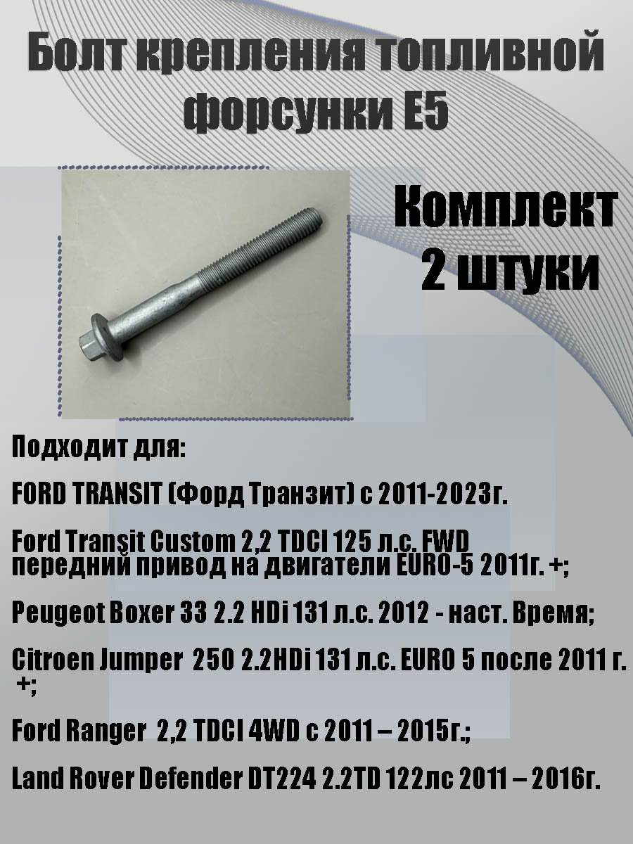 Болты крепления топливной форсунки, металл, для FORD TRANSIT, 2шт