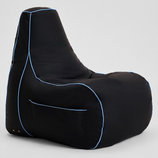 Кресло-мешок Mypuff Игровое GAME ZONE бескаркасное, оксфорд, черно-голубое (respawn_696_709)