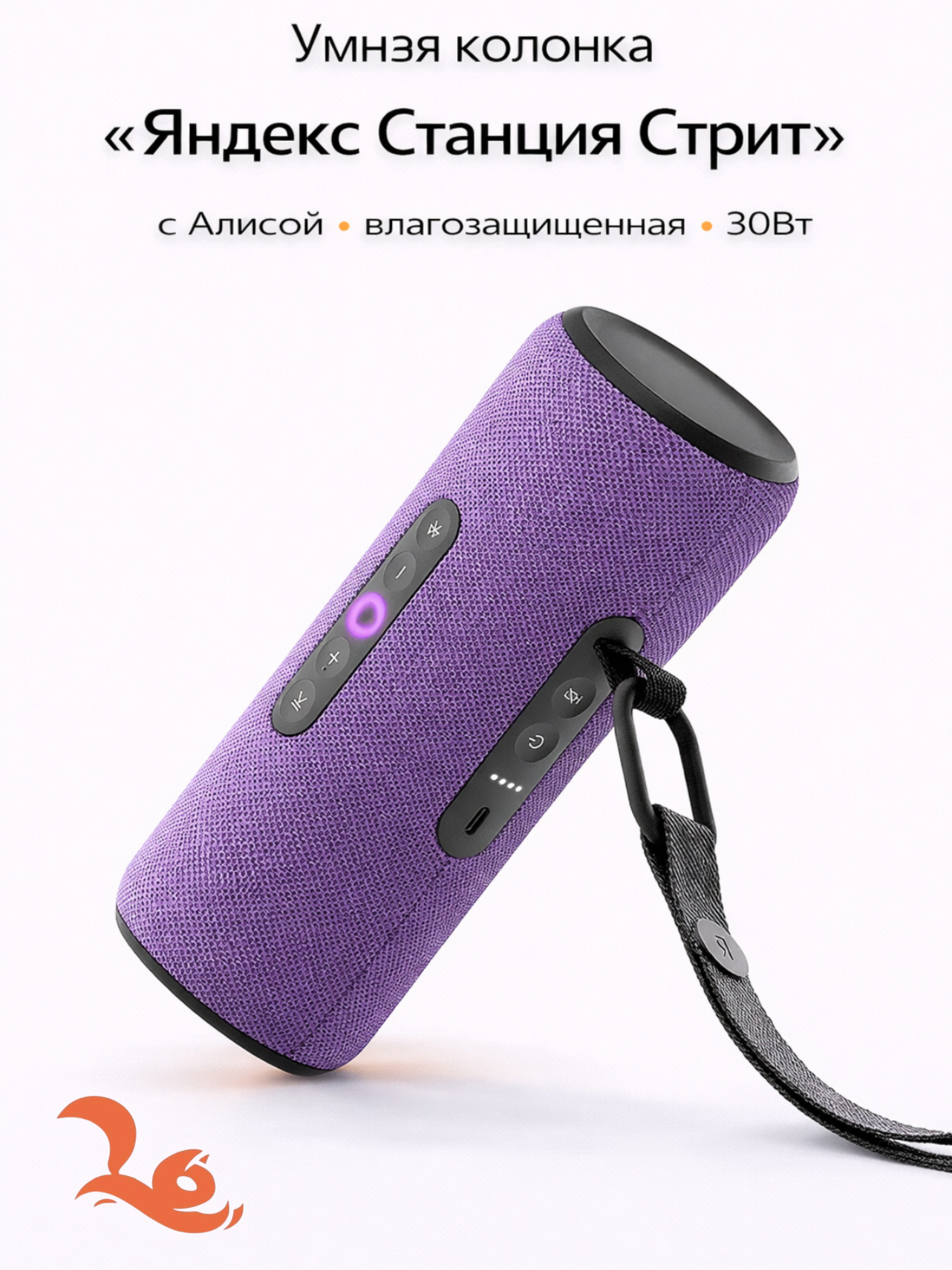 Портативная умная колонка Яндекс Станция Стрит с Алисой, 30 Вт, фиолетовый