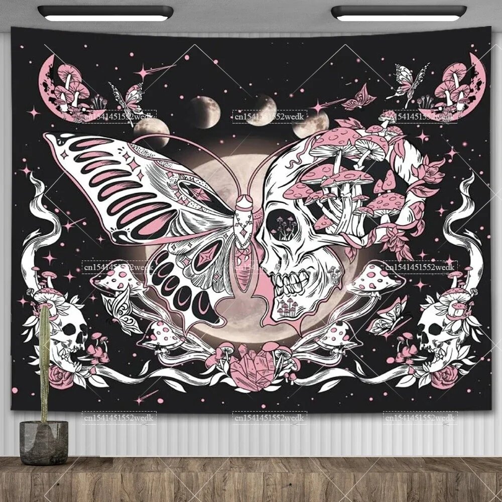 Гобелен готический череп и бабочка 150x100cm, BGT5362