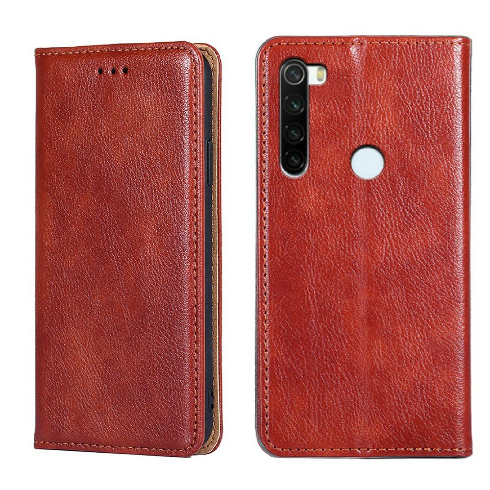 Чехол-книжка MyPads для Xiaomi Redmi Note 8T коричневый из искусственной кожи