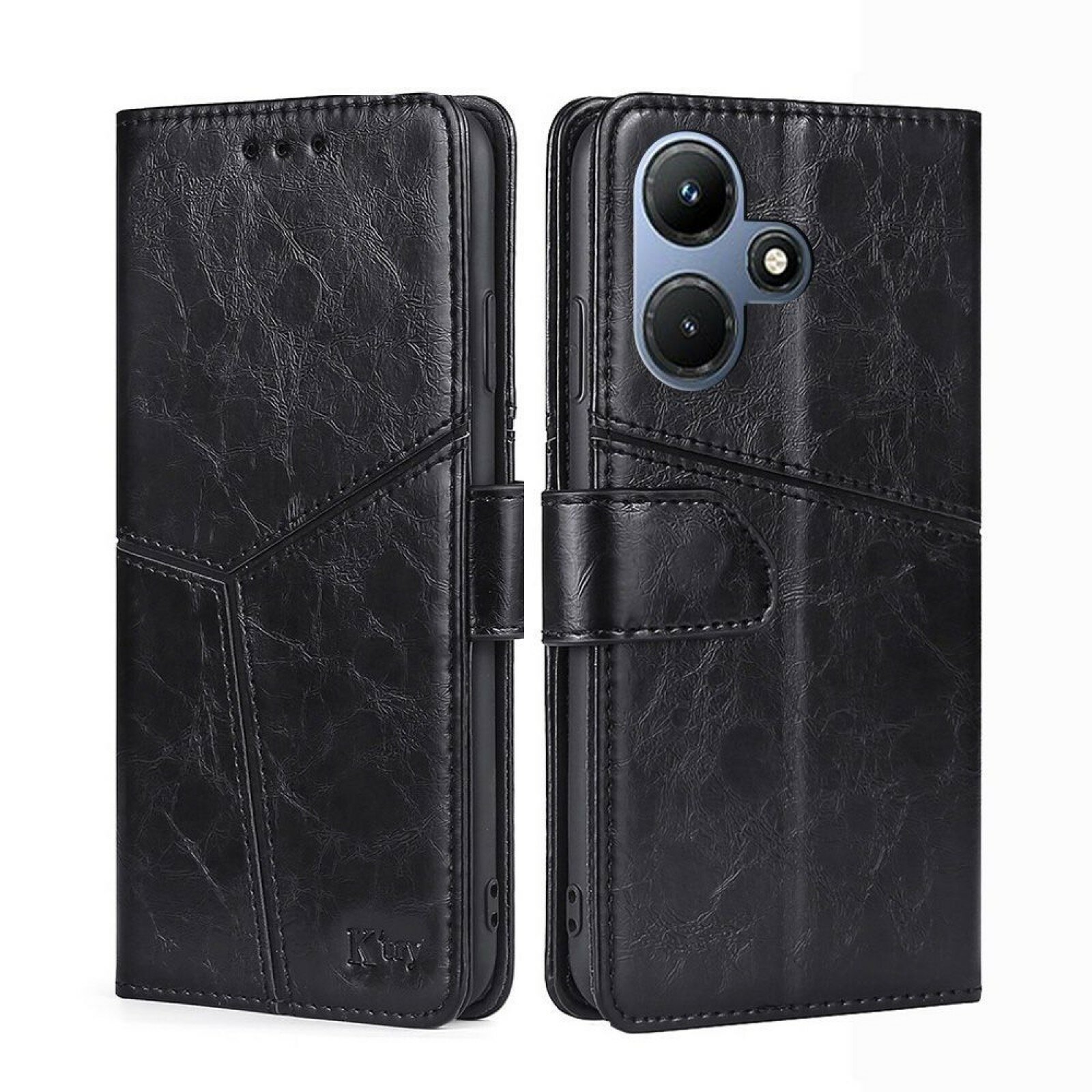 Чехол-книжка MyPads для Infinix Hot 30i с геометрическим узором, черный