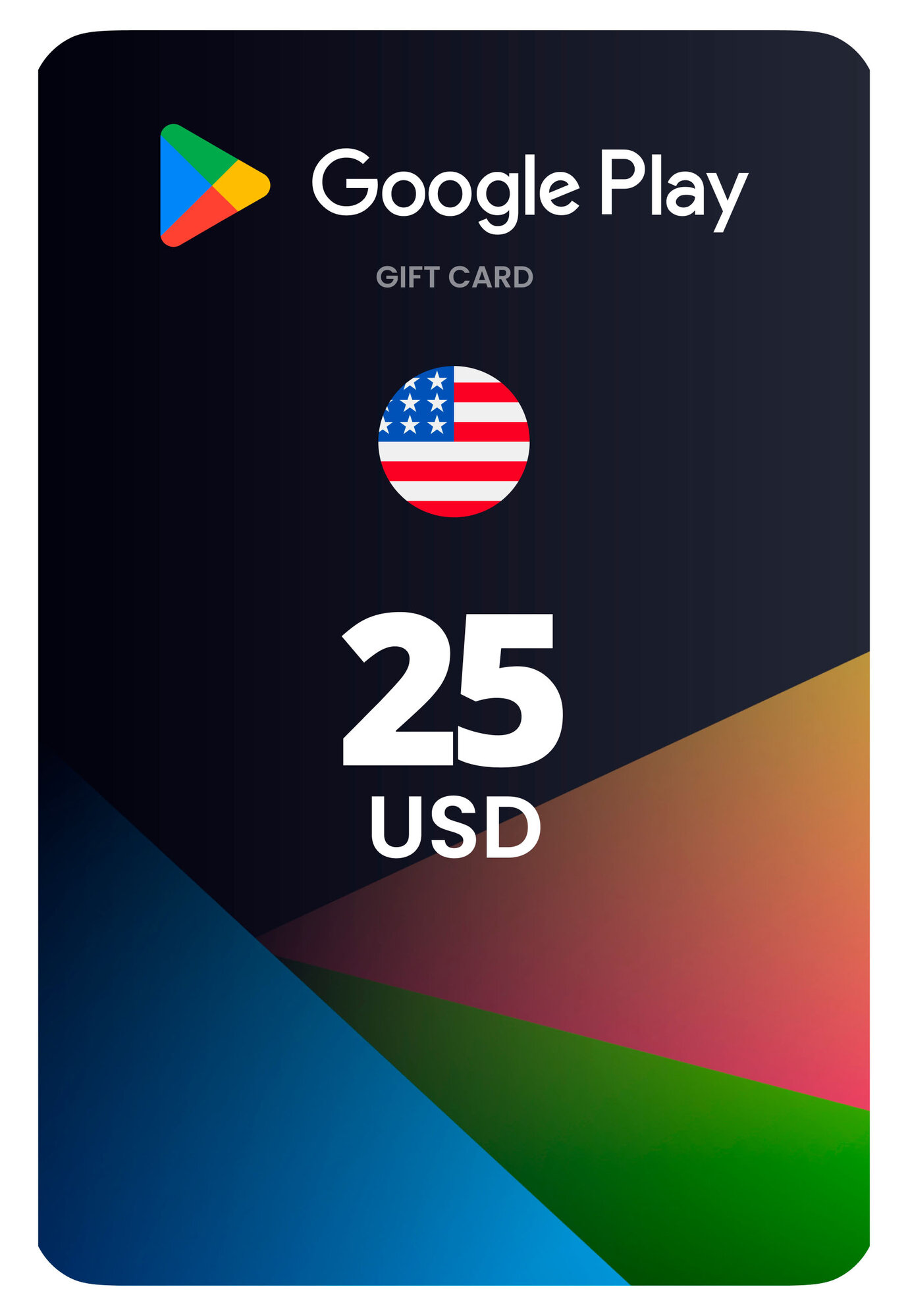 Карта оплаты Google Play - США 25 USD (Google Play; Android; Регион активации США)