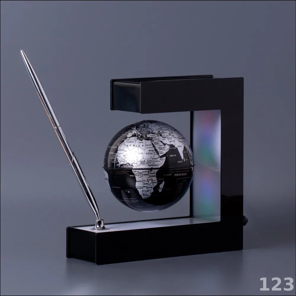 Премиум глобус черного цвета диаметром 9 см с левитирующей ручкой