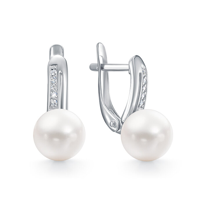 Серьги Яхонт, серебро, 925 проба, жемчуг, фианит