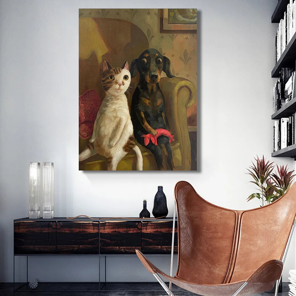 Картина "Милые собачки", холст, на подрамнике, дерево, 50x70см