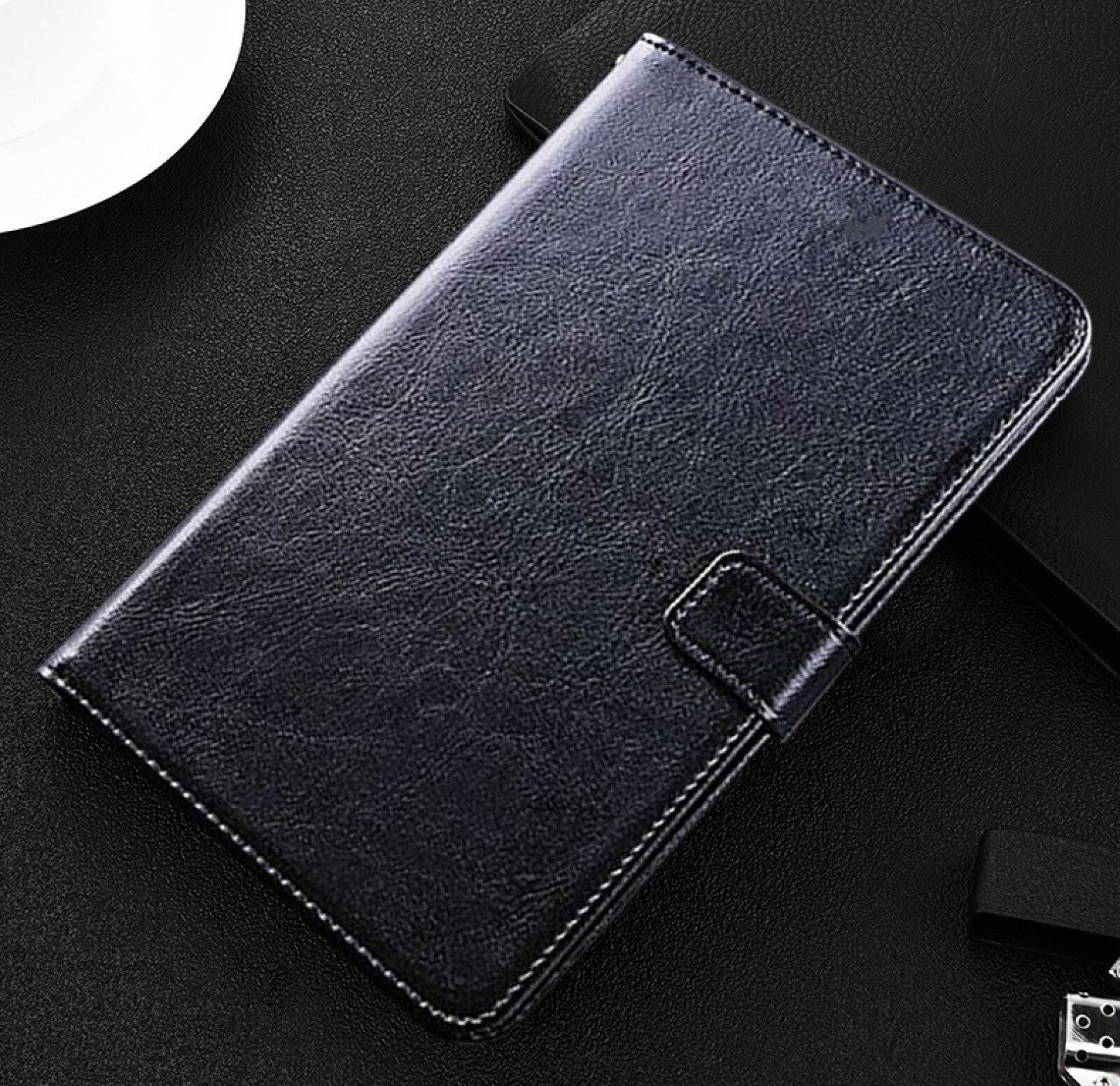 Чехол-книжка MyPads Porta Biglietti для Honor Pad X9 и Pad X8 Pro из импортной эко-кожи с подставкой и визитницей, черный