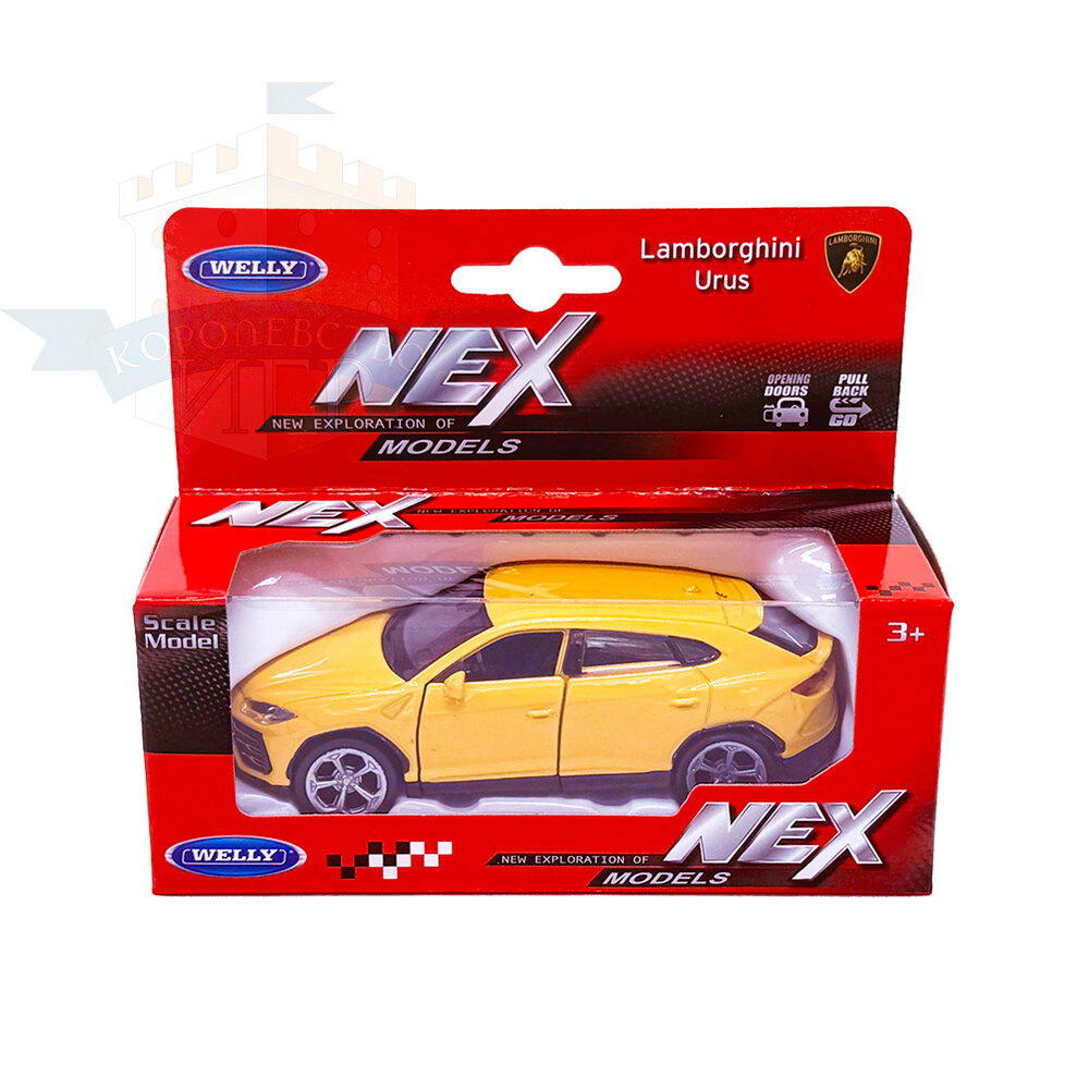 Машинка Welly Lamborghini Urus, желтый, 1:38, арт.43775W, коллекционная