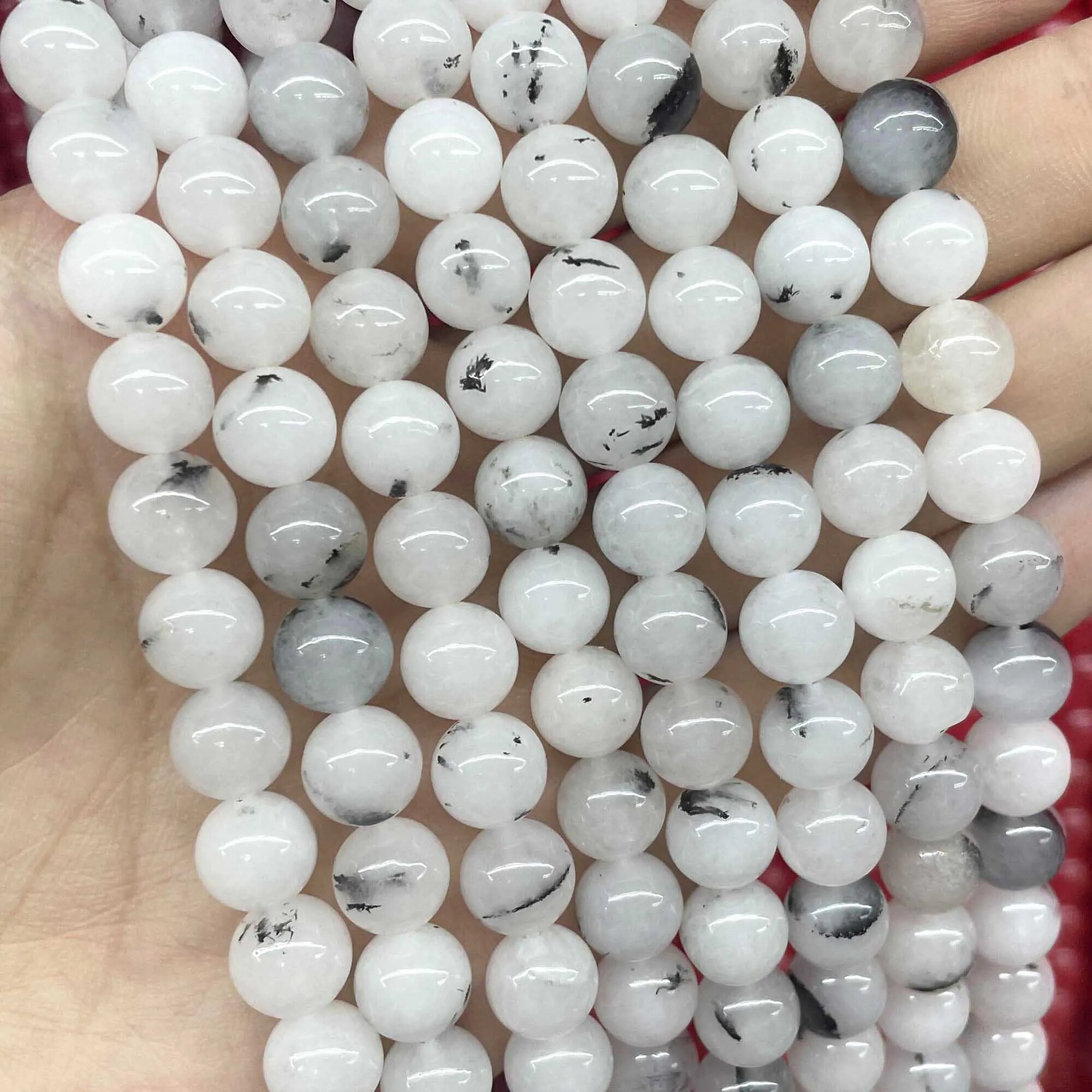 Бусины из рутилированного кварца SYSRXLR черные 4 6 8 10 12 мм 8mm 45pcs beads