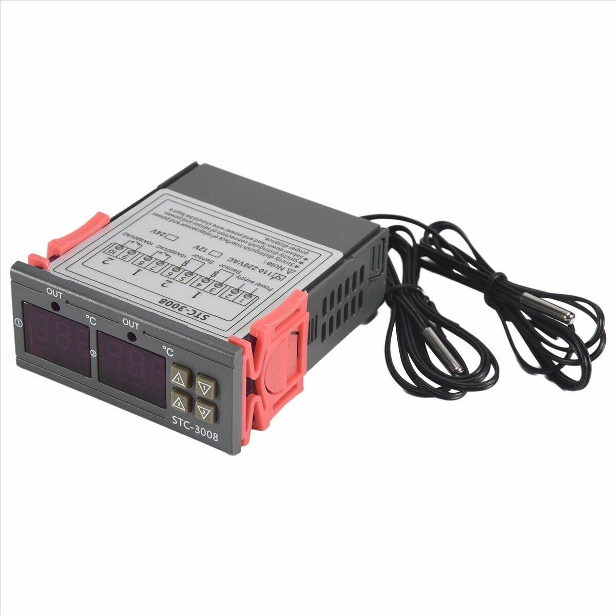 Цифровой термостат, регулятор температуры STC-3008, термометр, датчик, гигрометр, 12 В, 24 В, 220 В