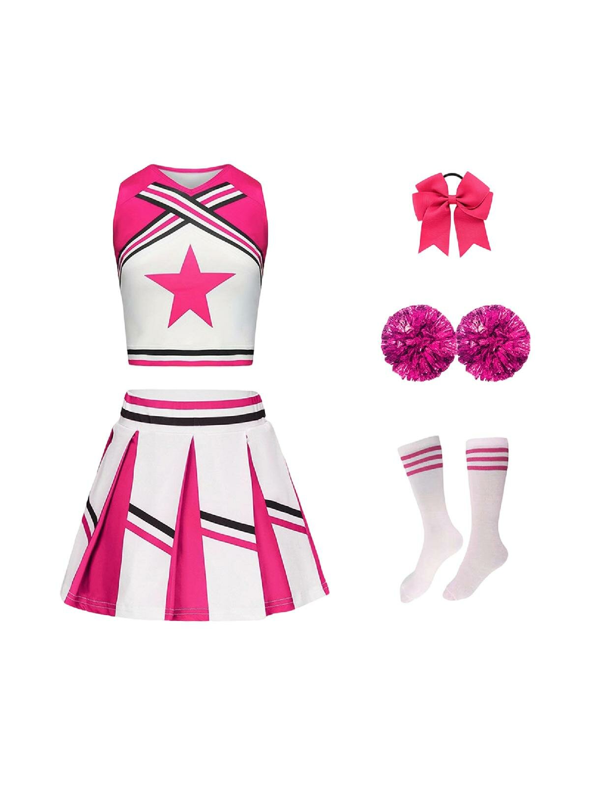 Стильный комплект формы болельщиков с юбкой и топом с оборками для любителей спорта