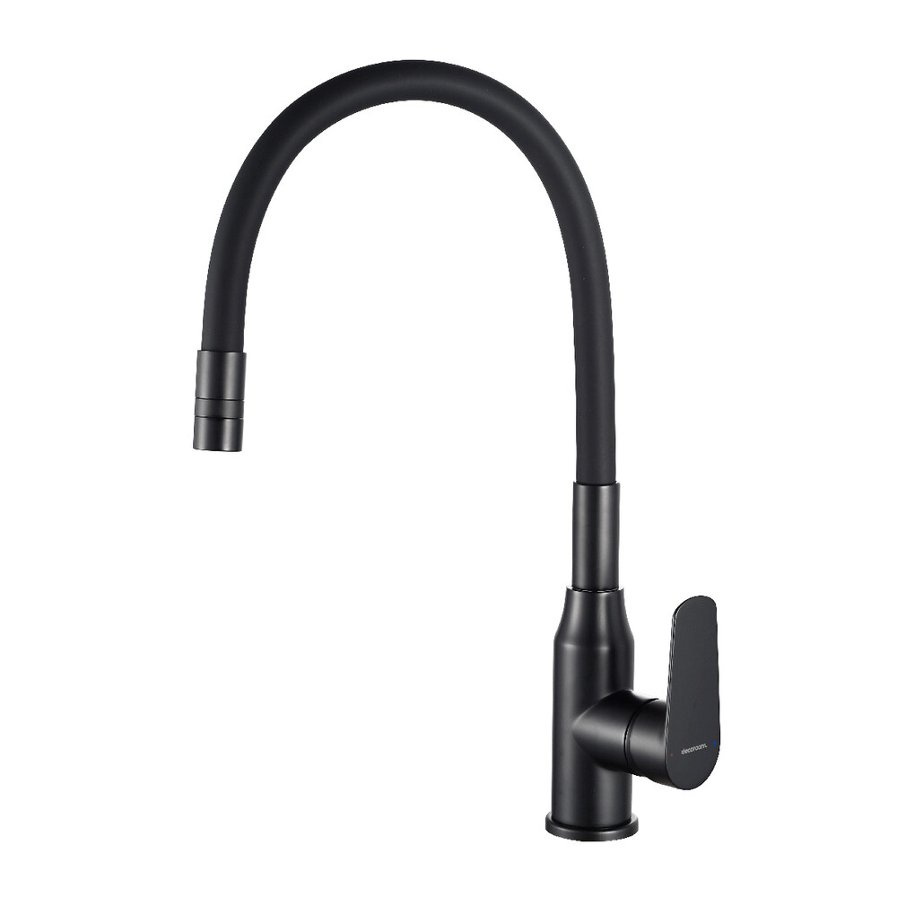 Смеситель для кухни Decoroom DR29 черный с гибким изливом однорычажный (DR29024BL)