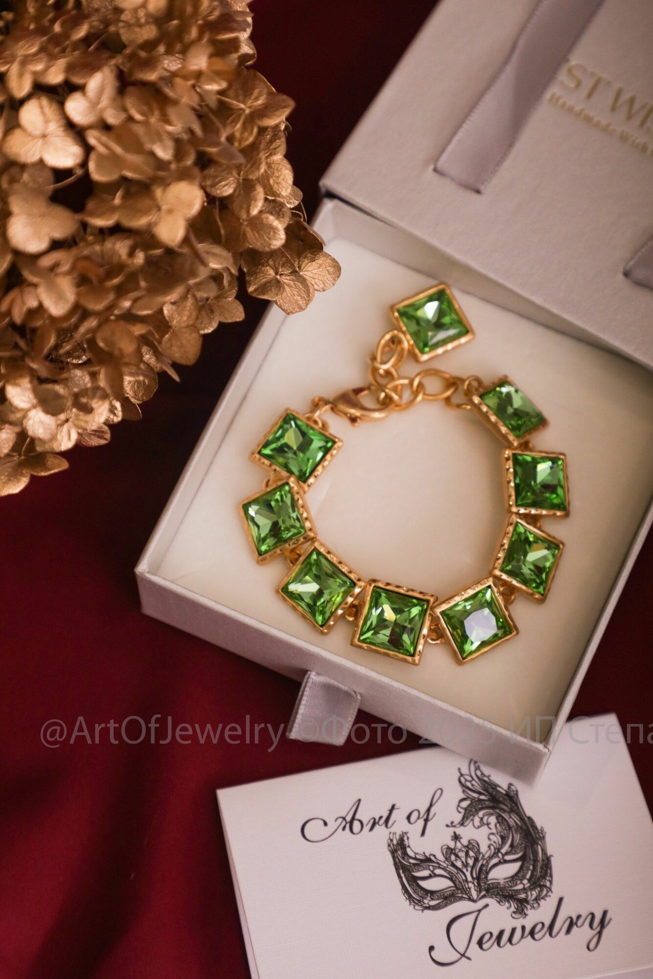 Браслет, кристалл, искусственный камень