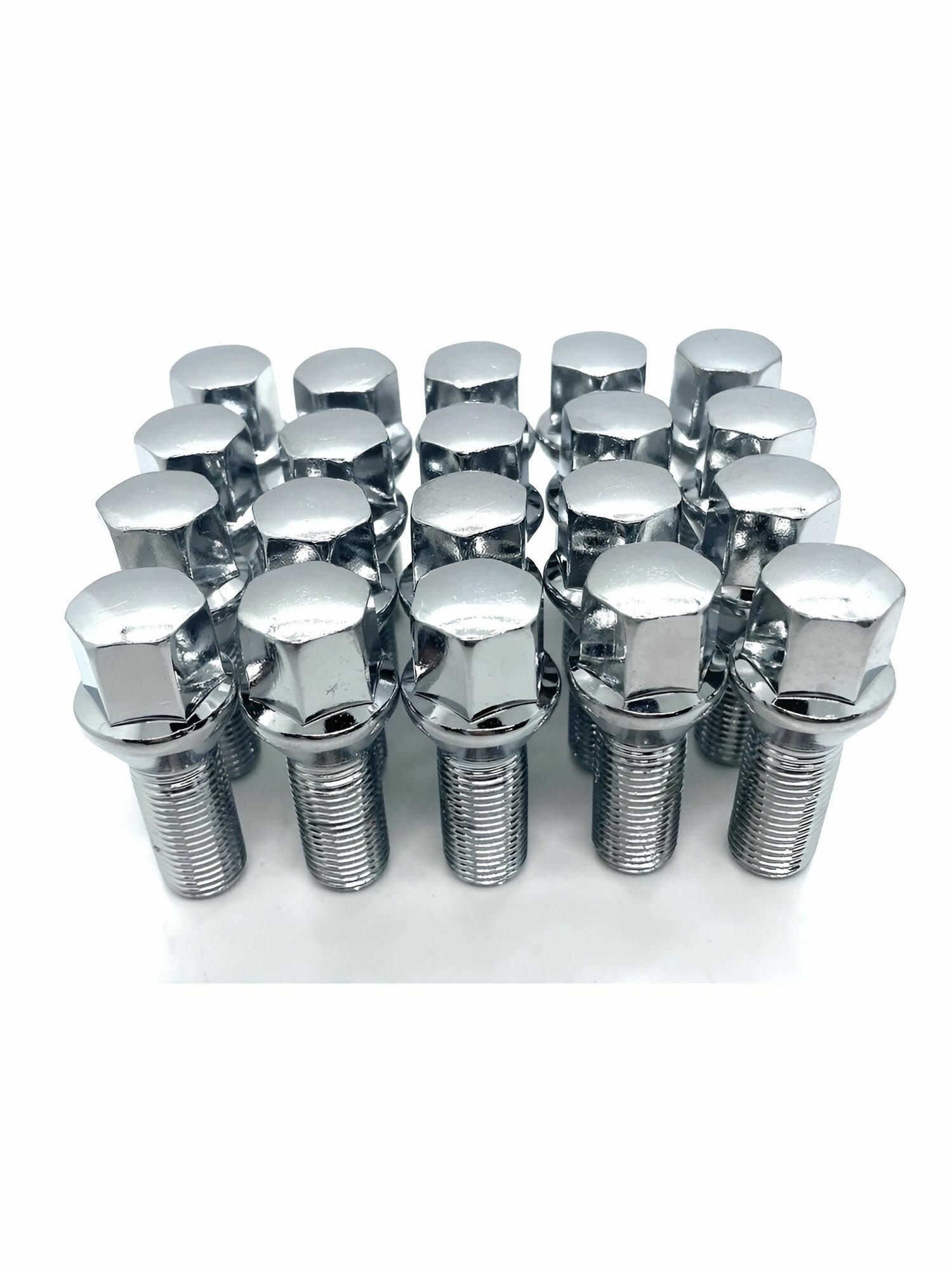 Болты колесные M14 x 1,25 х 28 хромированные крепкий орешек - 5 шт, ключ 17, конус