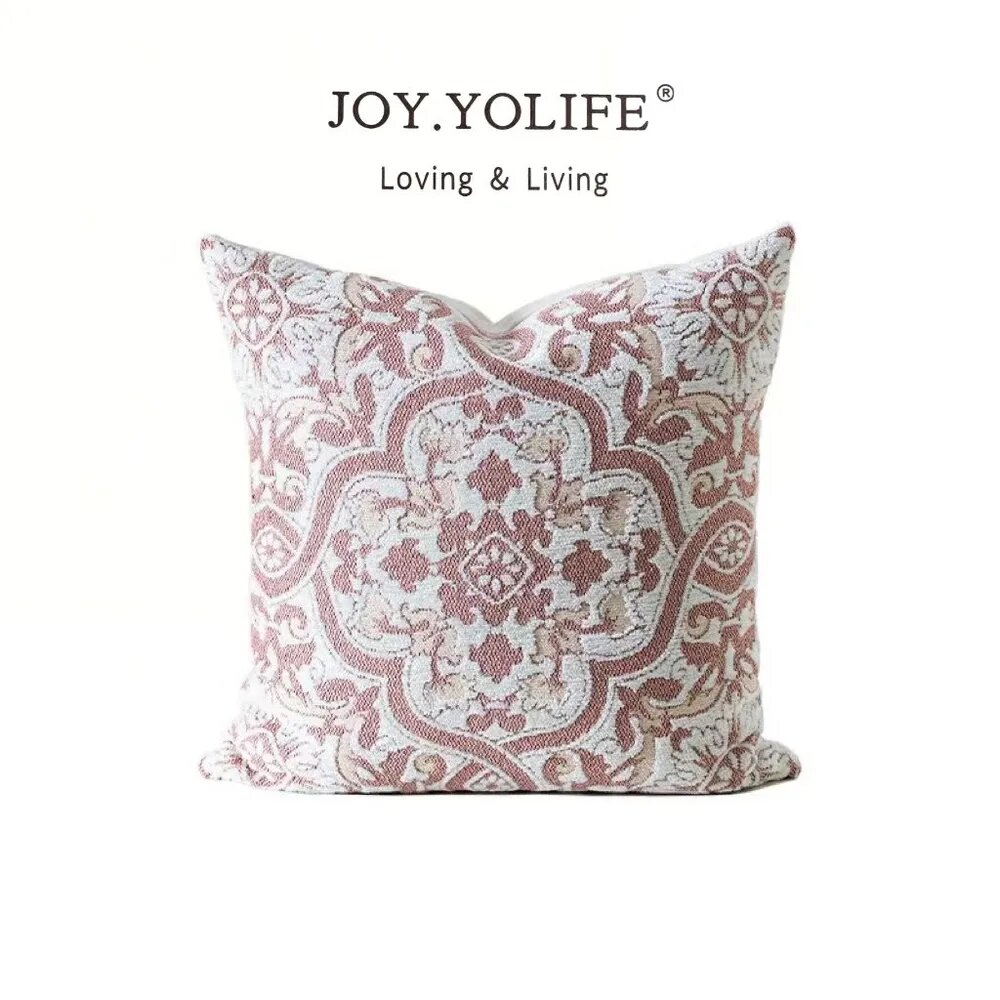 Подушка декоративная Joy.Yolife 45x45 см с цветочным орнаментом для дивана