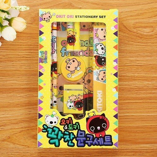 Милый подарочный набор канцелярских принадлежностей для школьников, 7 предметов, креативный набор для детского сада, оптом