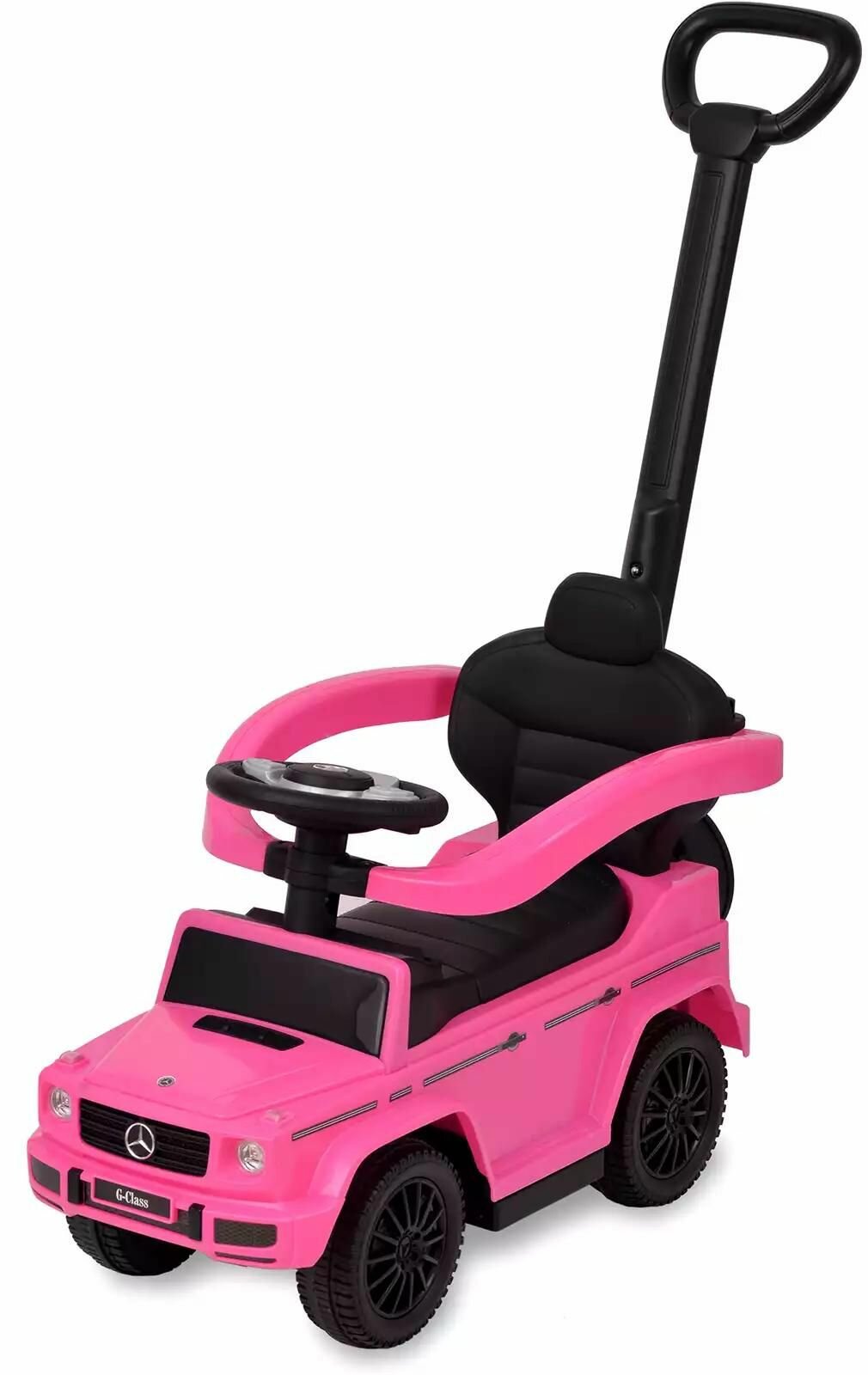 Машина-каталка Prince Toys Mercedes-Benz G350d, с ручкой, звуковые эффекты, розовая