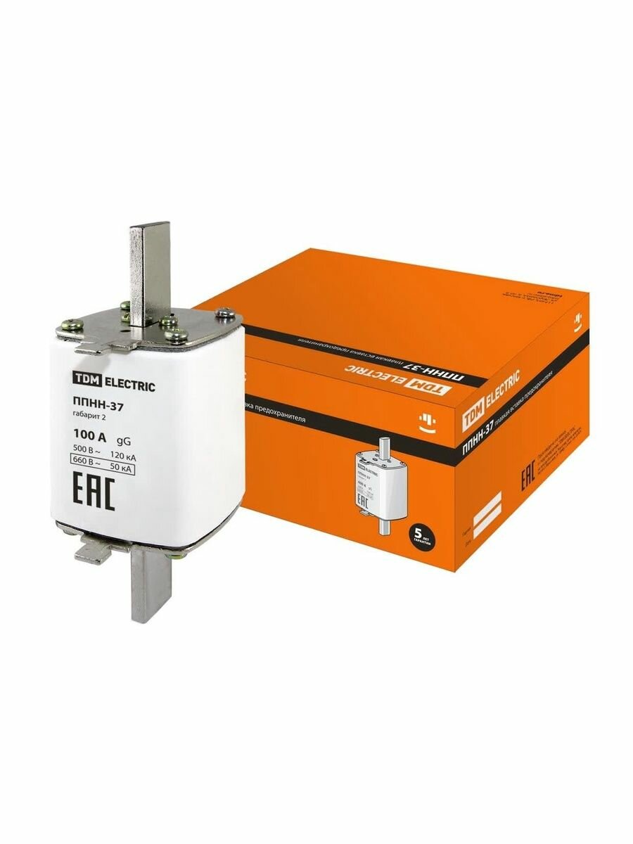 Плавкая вставка предохранителя ППНН-37, габарит 2, 100А TDM