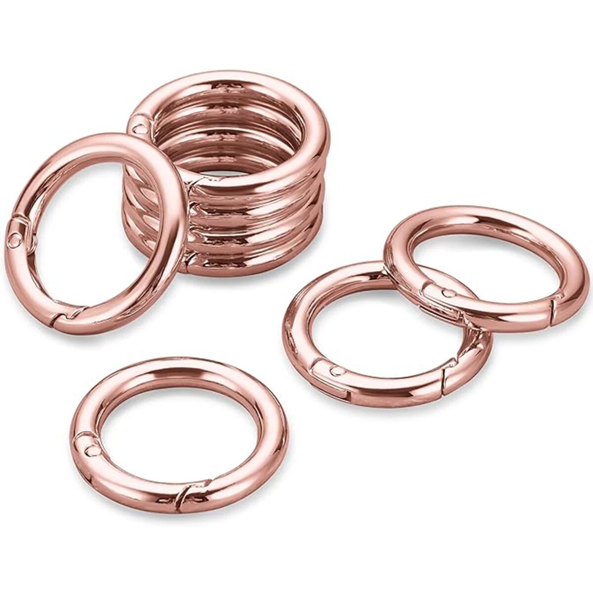 Набор из 10 металлических круглых карабинов Розовый, 10pcs 24mm, Rose Golden