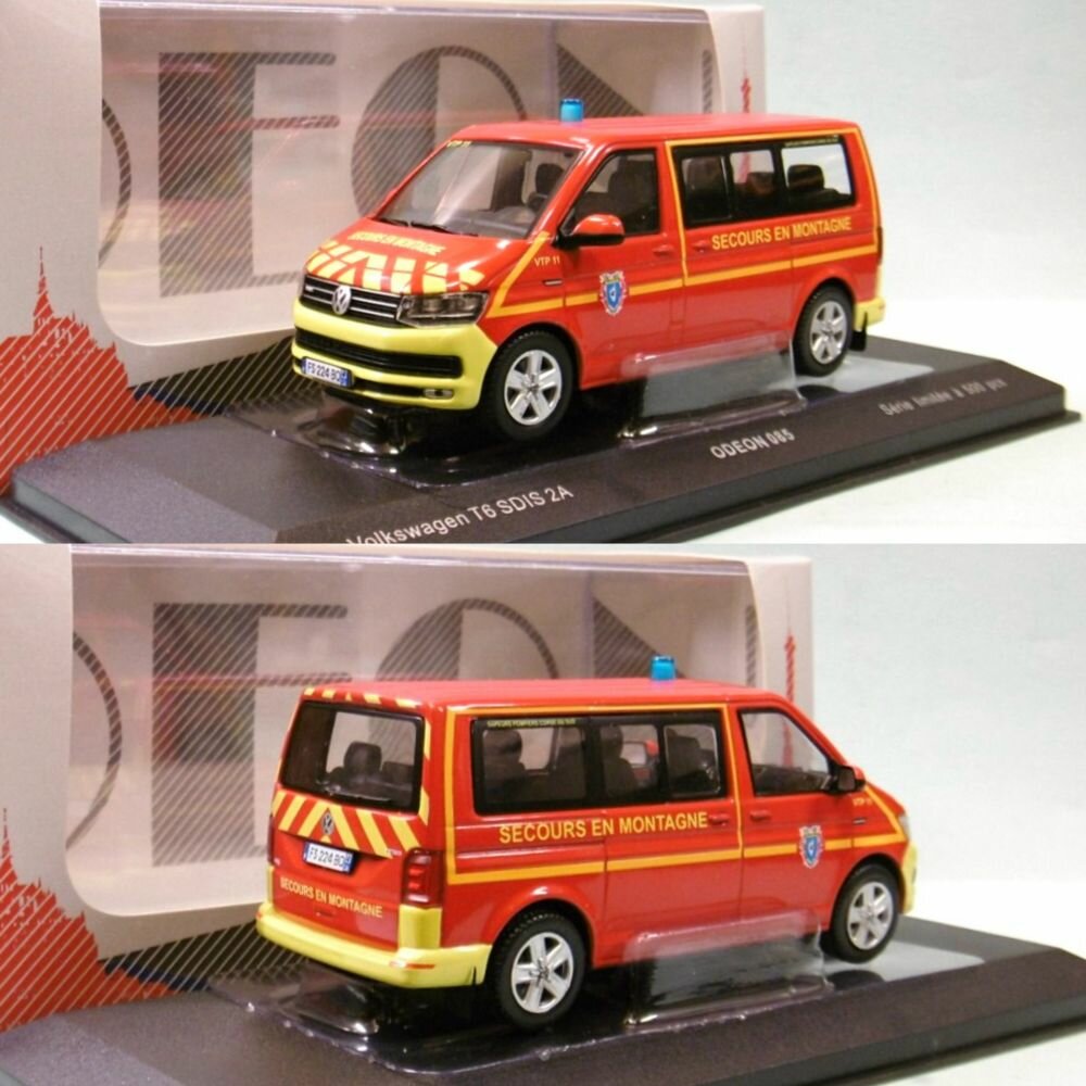 Odeon Volkswagen Multivan T6 2015 Французская пожарная служба 1:43модель автомобиля