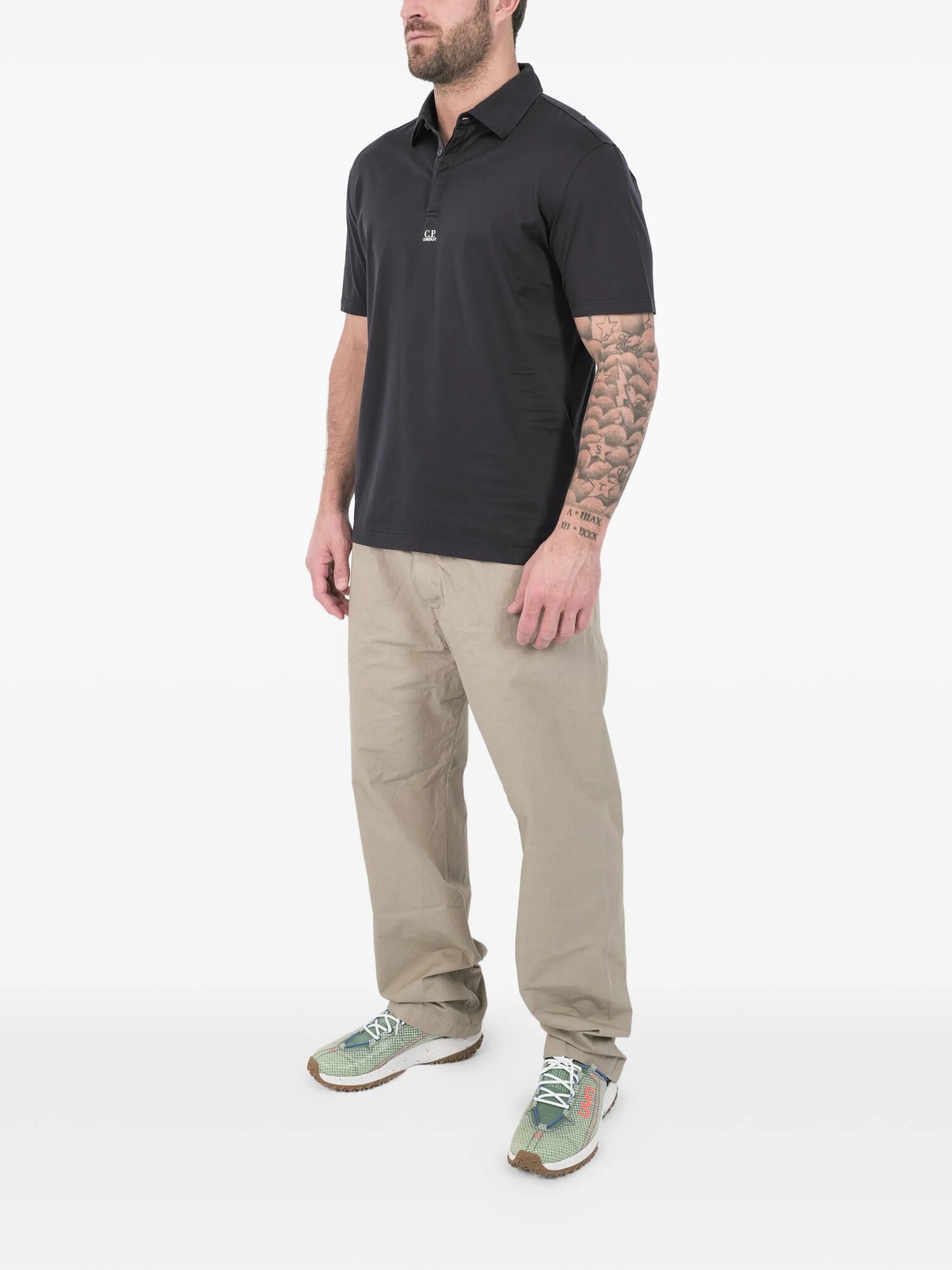 Рубашка C.P. COMPANY Buttoned polo shirt, размер M, серый — фото 1