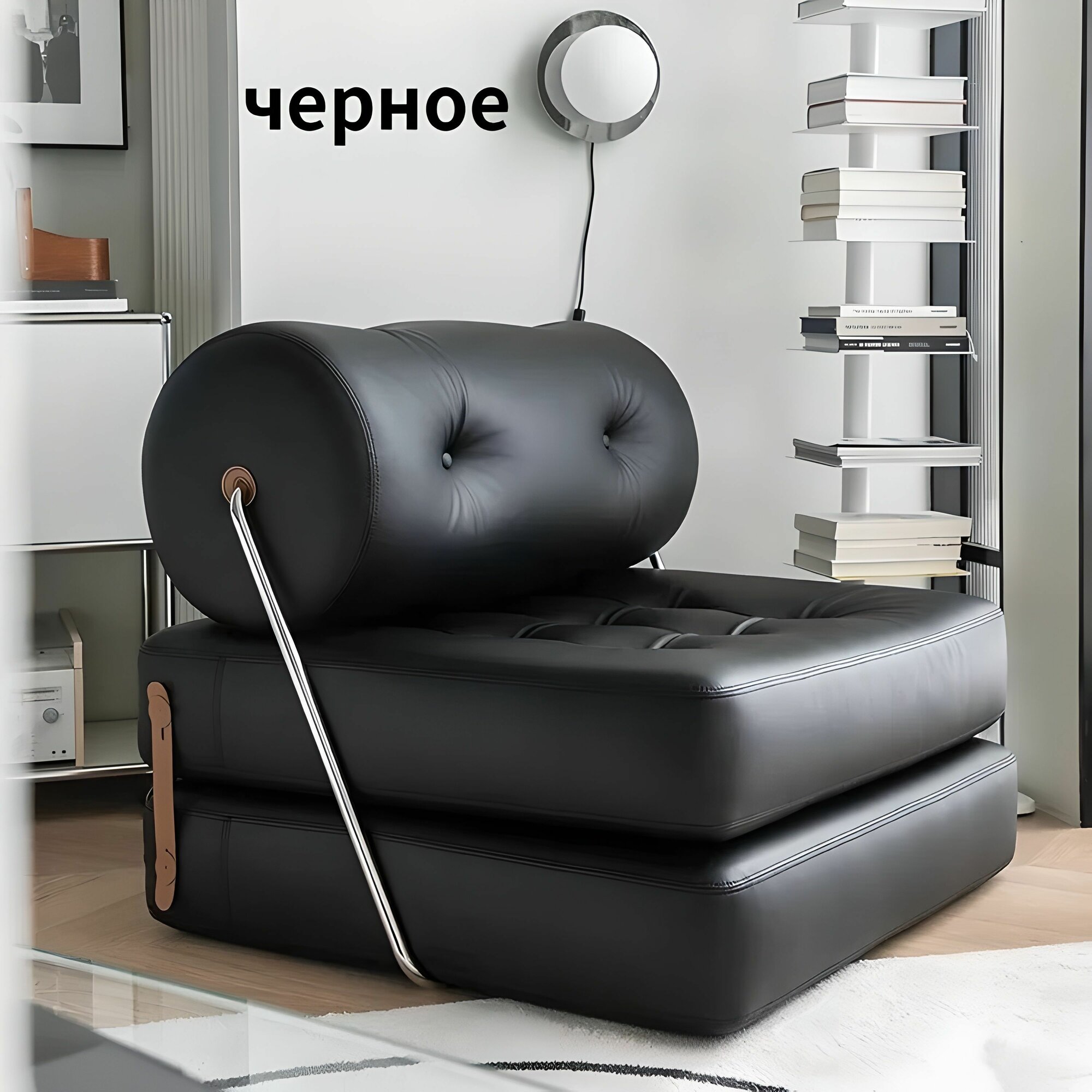 Комфортный диван-модуль из искусственной кожи, съемная спинка, идеален для отдыха и создания уголка релакса