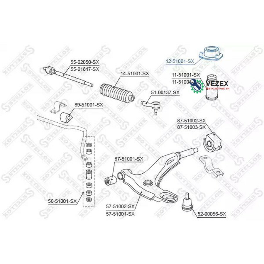 STELLOX 1251001SX опора амортизатора переднего!\ Hyundai Accent/Pony Excel all 95-99