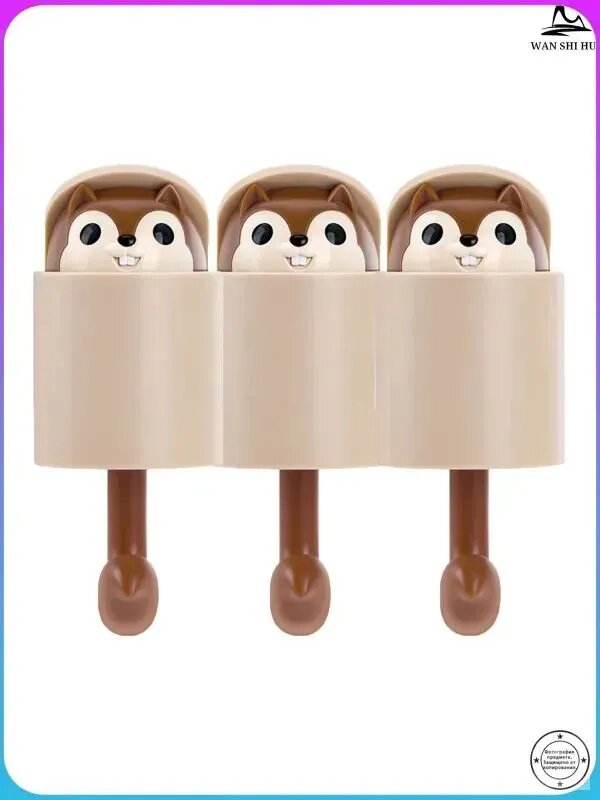 Ключница настенная с 1 крюч. 3 шт. Пластиковая настенная ключница в виде белки