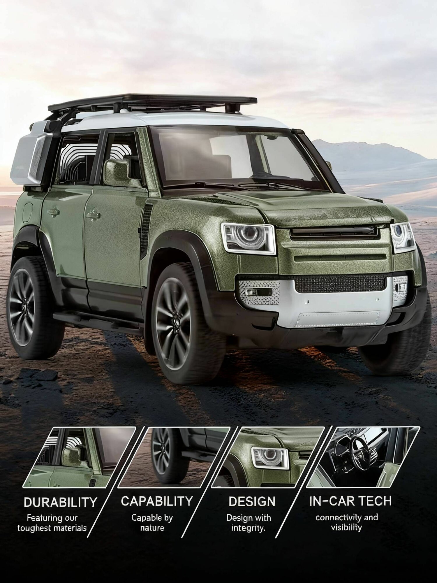 Металлическая модель автомобиля Land Rover Defender 110 в масштабе 1:32