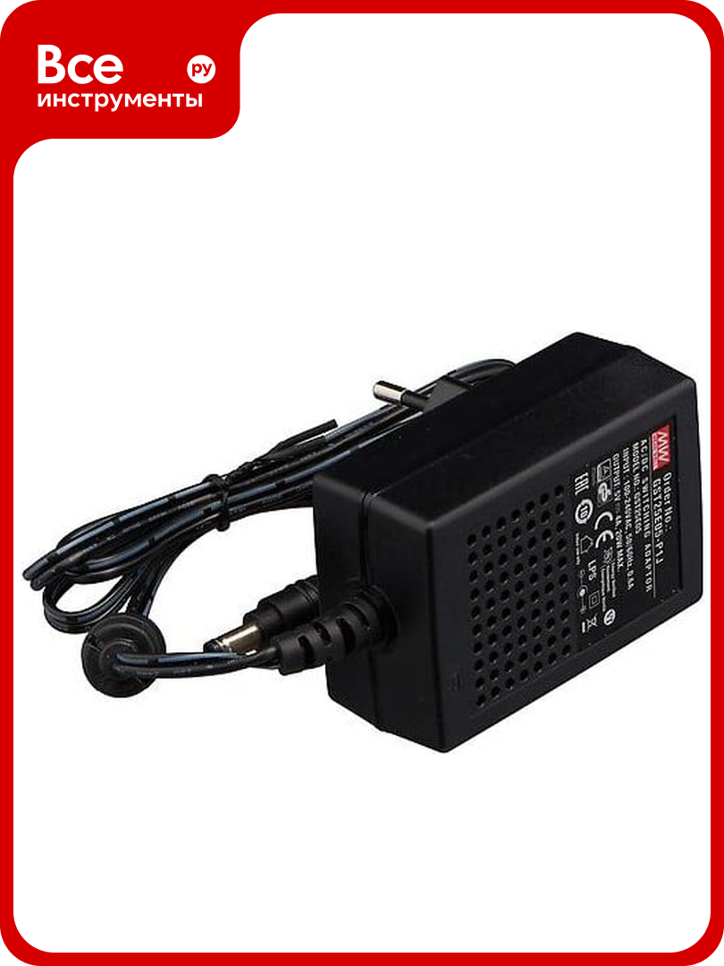 Сетевой адаптер Mean Well GST25E05-P1J Т02292655 импульсный адаптер с защитой от короткого замыкания