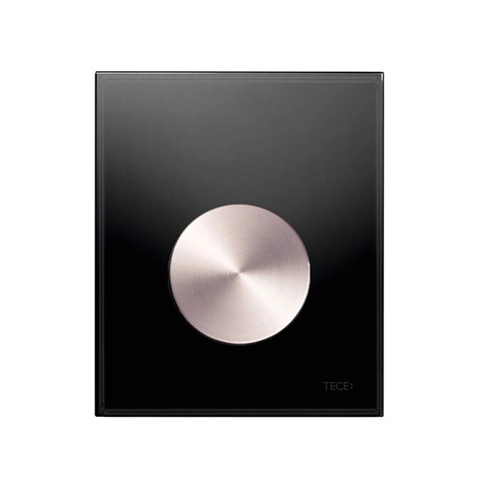 Панель смыва для писсуара TECE TECEloop 9242663 стеклянная, стекло черное, клавиша нержавеющая сталь сатин (покрытие против отпечатков пальцев)