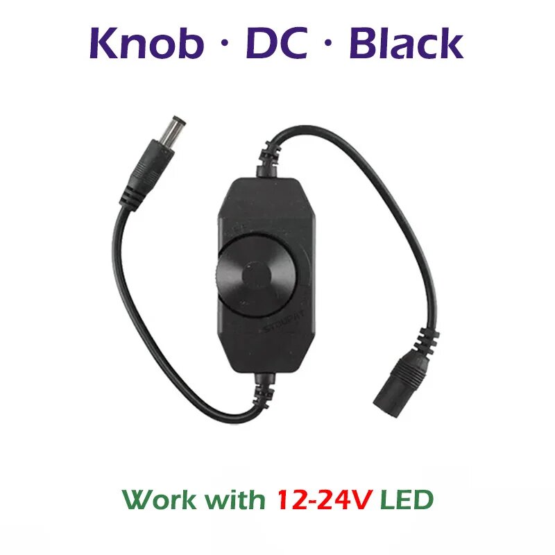 Диммер для светодиодной ленты USB 5В DC 12-24В Черный, Knob DC12-24V Black