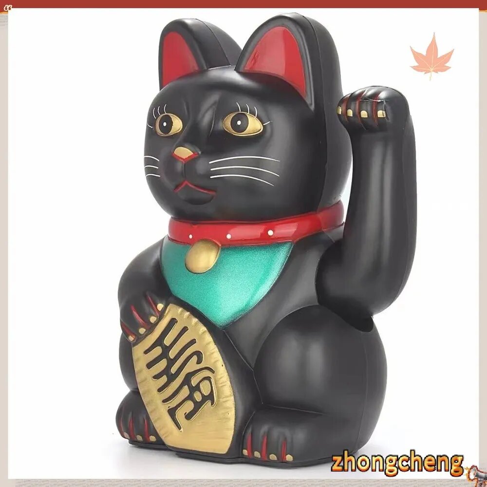 Статуэтка 5" черный maneki neko, высота 13.5 см, длина 8.2 см - статуэтка кота, ABS пластик