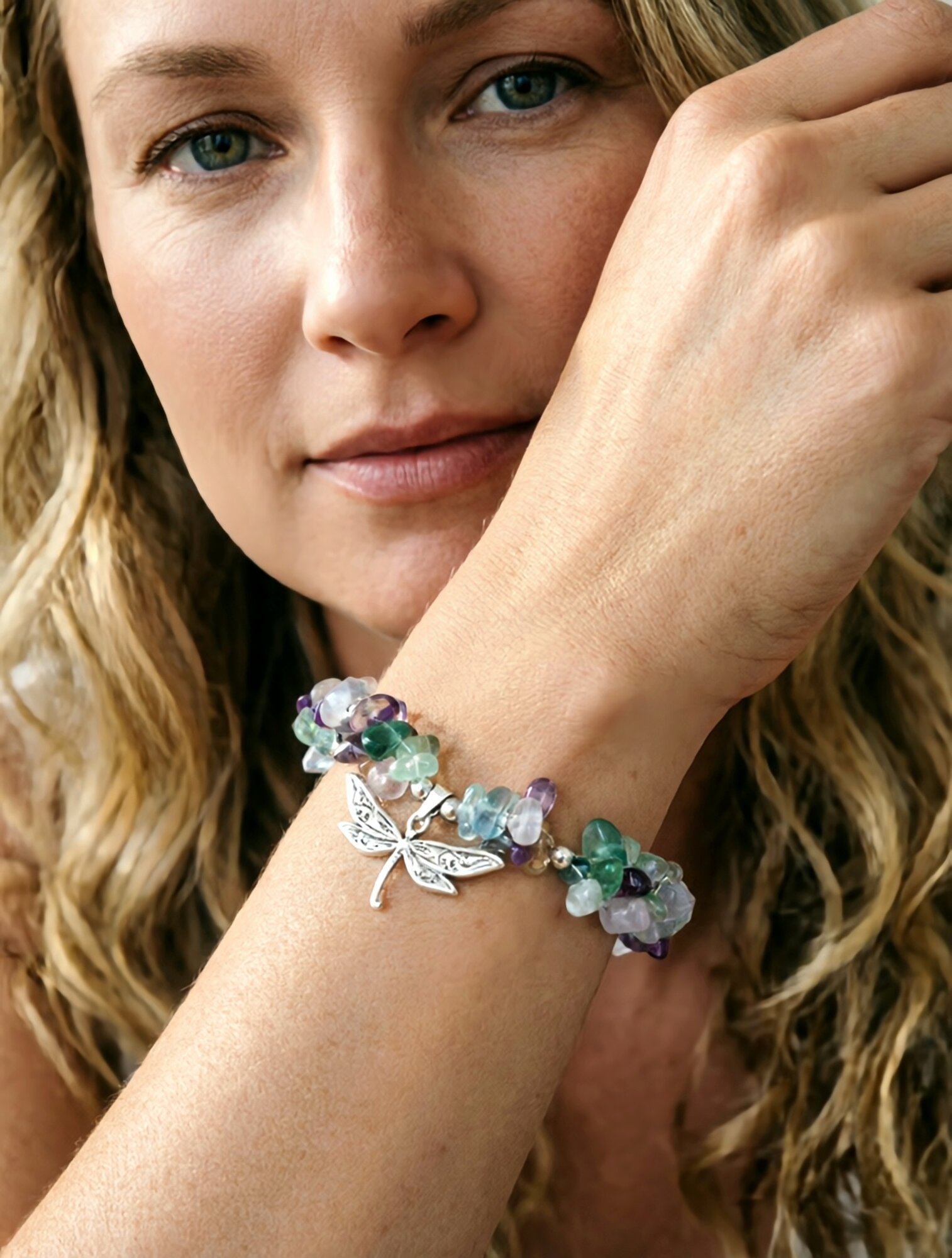 Плетеный браслет, флюорит