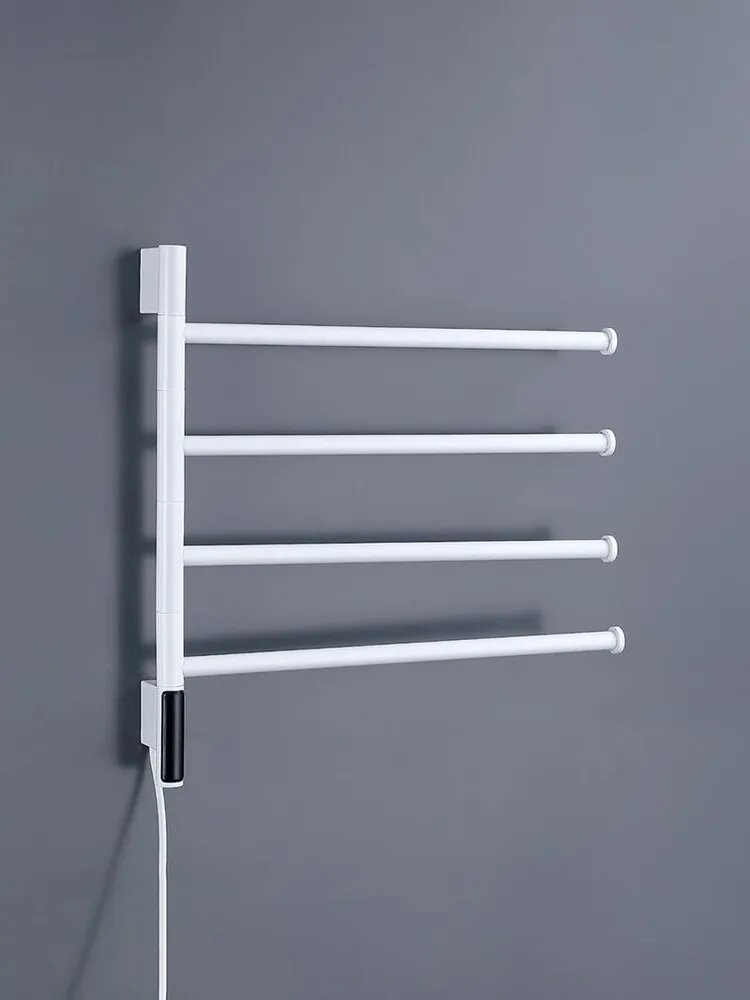 Электрический полотенцесушитель для ванной комнаты из нержавеющей стали с поворотными перекладинами, белый