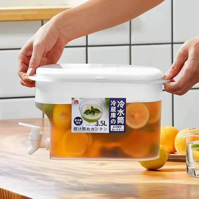 Кувшин для холодной воды 3.5л с краном, для лимонада и холодного чая, для холодильника, со встроенным фильтром для заваривания, отделение для льда