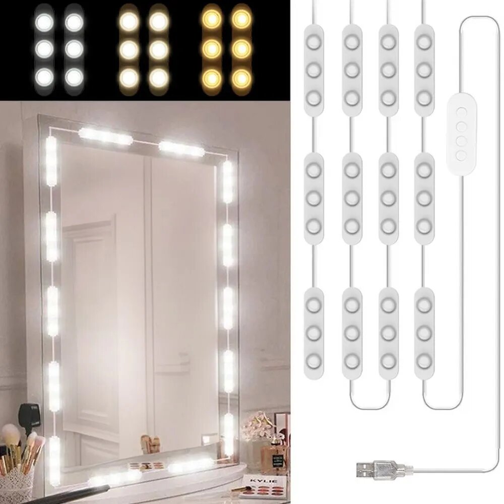 Потолочный светильник USB LED подсветка для зеркала 130x130x45 мм белого цвета