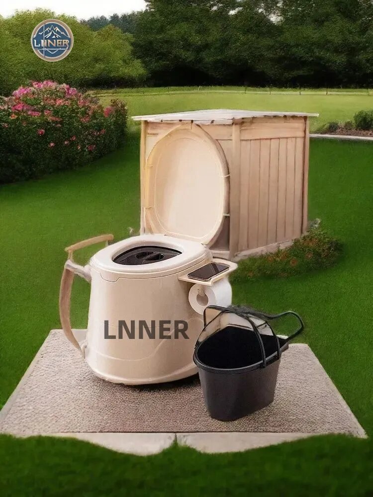 Ведро-туалет для дачи, с крышкой и сиденьем, пластиковый, белый, 45x36x39 см