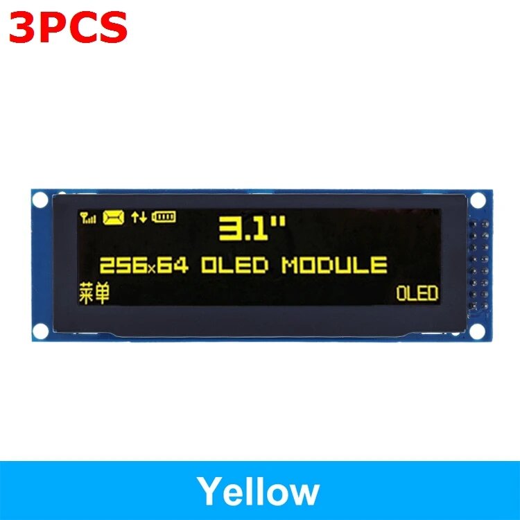 3.1" OLED дисплей 256x64, Yellow, 3PCS