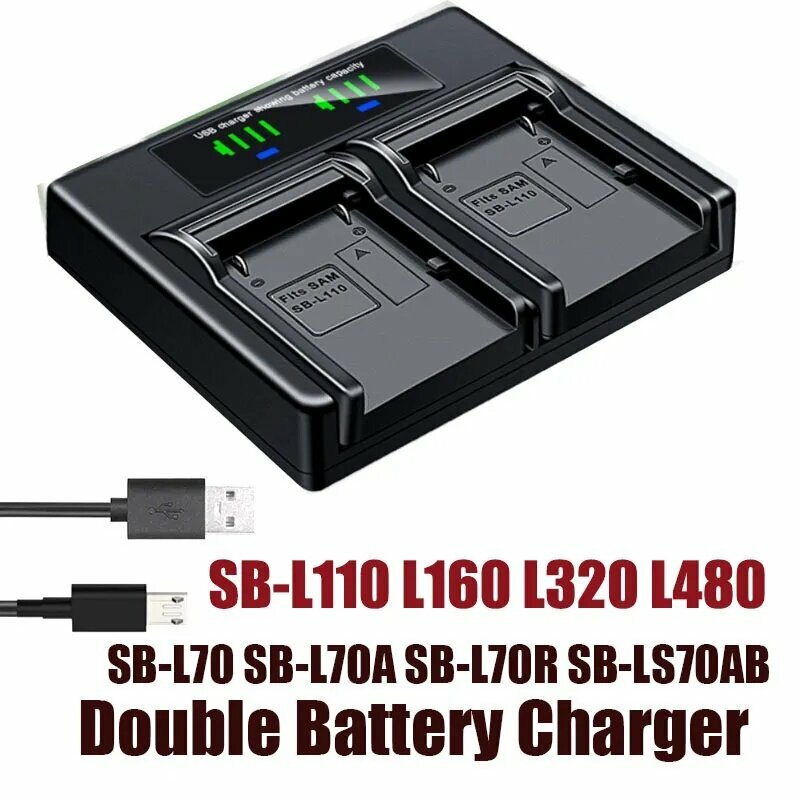 Двойное USB-зарядное устройство для For SAMSUNG SB-L110 LS110 L220 LS220 L160 L320-L480 Medion MD9014 SC-D180 D23 D33