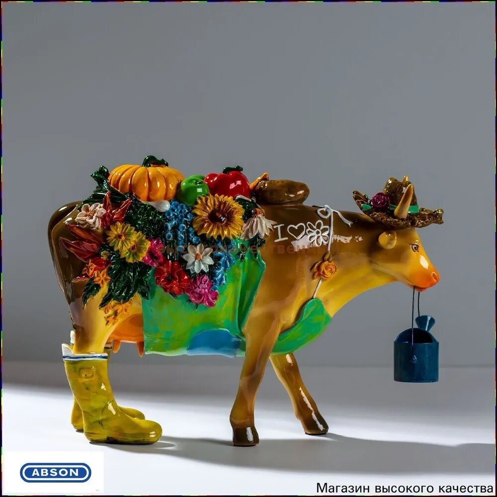 Статуэтка fengshou cow, корова, высота 20 см, декор для дома, керамика