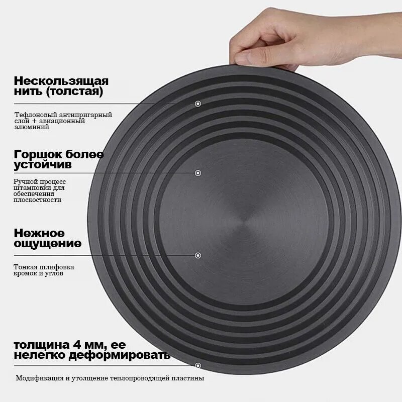 Рассекатель пламени для газовой плиты, алюминиевый, черный, диаметр 24 см — фото 1
