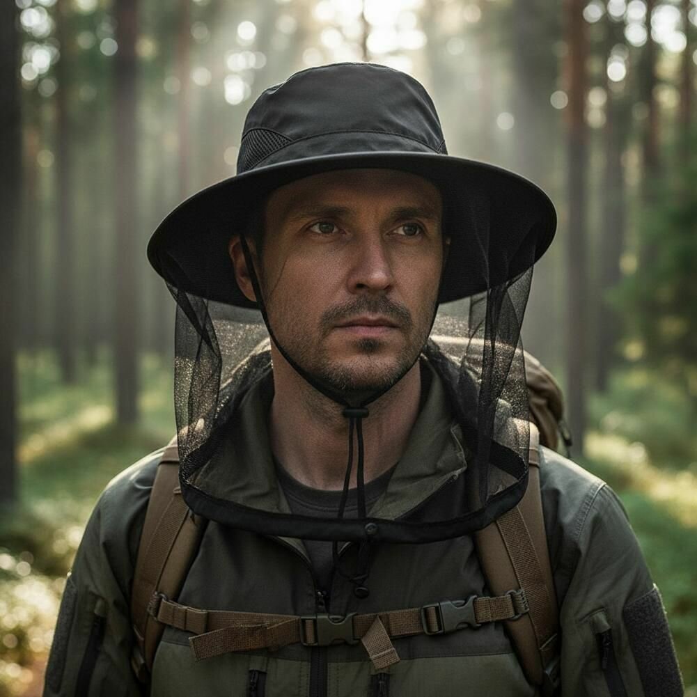 Противомоскитная шляпа с сеткой и накидкой летняя панама с широкими полями для рыбалки, походов и пчеловодства, защита от комаров и солнца