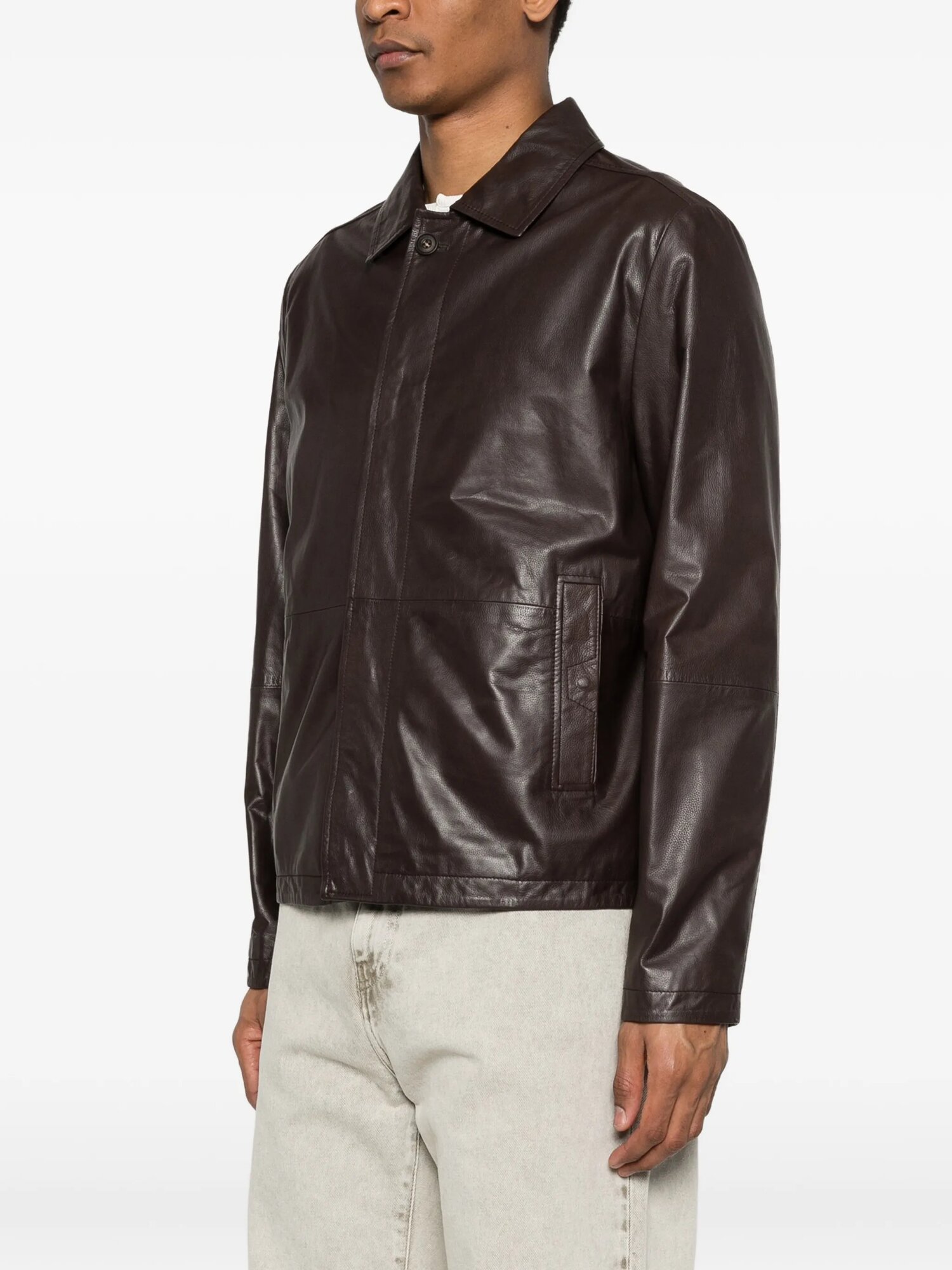 Куртка Corneliani Pocket bovine-leather jacket, размер 52, коричневый — фото 1