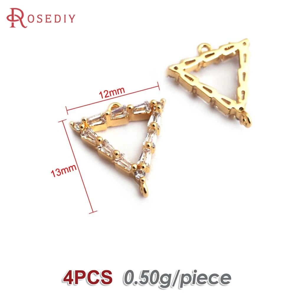 Подвески треугольные, 18K Gold Color, 12x13 мм, 4шт
