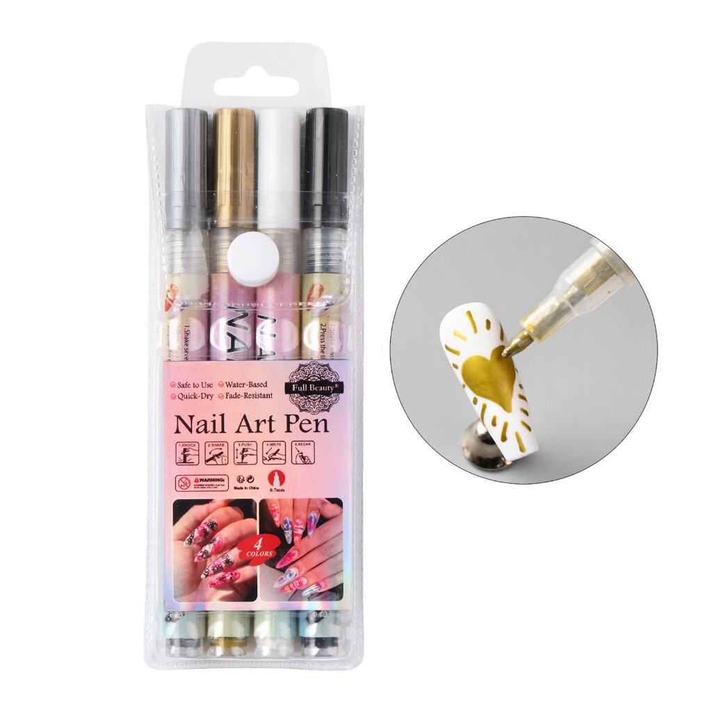 4 предмета, Быстросохнущий инструмент для рисования ногтей, нетоксичные маркеры для дизайна ногтей, идеально подходящие для создания детальных рисунков и удобные в переноске